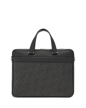 FERRAGAMO Monogram Canvas And Leather Business Bag - Nero