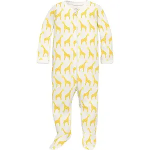 PRIMARY Baby Organic Animal Friends Zip Footie - Banana Baby Giraffes