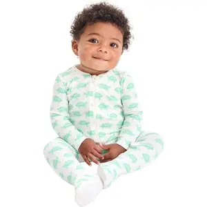 PRIMARY Baby Organic Animal Friends Zip Footie - Clover Baby Turtles