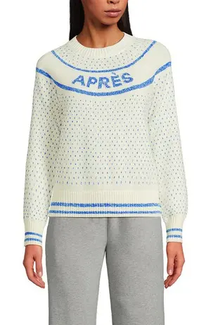 LANDS' END Drifter Raglan Sleeve Sweater - Bright Cerulean Apres