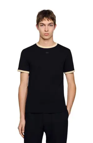 Sandro Two-tone Patch T-shirt - Black