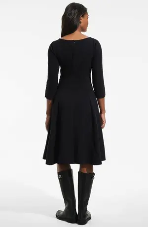 LANDS' END Starfish 3/4 Sleeve Midi Dress - Black