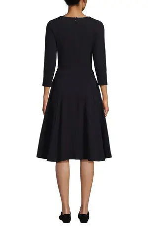 LANDS' END Starfish 3/4 Sleeve Midi Dress - Black