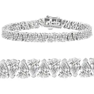 BLISS DIAMOND 10ct Pear Shape Lab Grown Diamond Tennis Bracelet - 14k White Gold