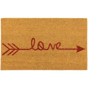 NORTHLIGHT Natural Coir "love" Arrow Outdoor Doormat 18" X 30 - Brown