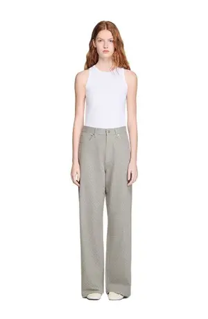 Sandro Rhinestone-embellished Wide-leg Jeans - Grey
