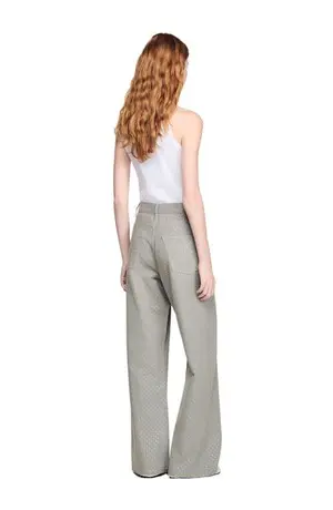 Sandro Rhinestone-embellished Wide-leg Jeans - Grey