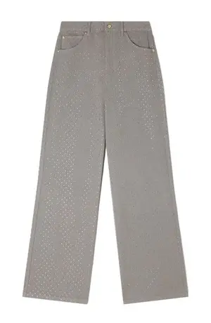 Sandro Rhinestone-embellished Wide-leg Jeans - Grey
