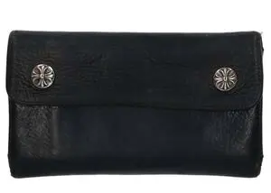 Chrome Hearts Cross Ball Button Leather Wallet - Black