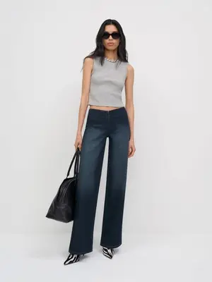 REFORMATION Greta Super Stretch Low Rise Wide Leg Jeans - Blue