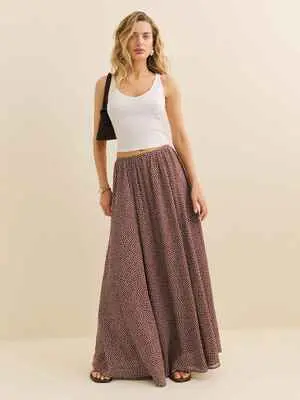 REFORMATION Reformation Gemma Floral Print Maxi Skirt Brown
