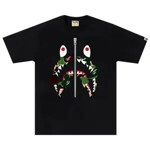 A BATHING APE Abc Camo Rebuild Shark Tee /green - Black