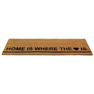 NORTHLIGHT Natural Coir Outdoor Rectangular "home Is Where The Heart Is" Doormat 16" X 48