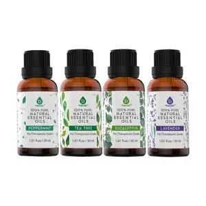 PURSONIC 4-pack Pure & Natural Essential Oils Collection Eucalyptus, Lavender, Tea Tree