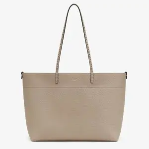 Fendi Medium RollDove Gray Selleria Shopper With 218 Hand-sewn Topstitches Gray