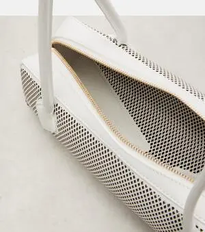 Alaïa Le Teckel Medium Suede Shoulder Bag - White