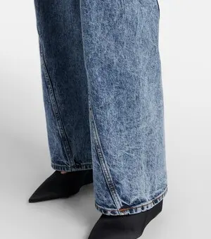 Alaïa Twisted Low-rise Wide-leg Jeans - Blue