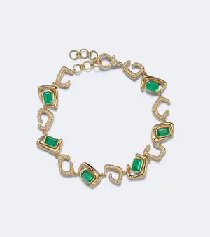 Shay Jewelry 18kt Bracelet With Emeralds And Diamonds - Gold