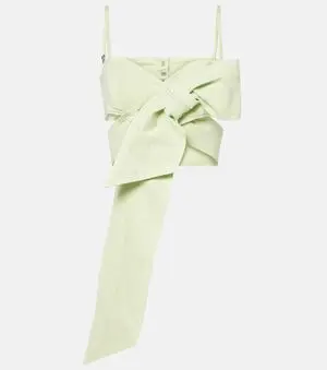 Blumarine Bow-detail Denim Top - Green