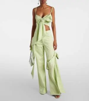 Blumarine Bow-detail Denim Top - Green