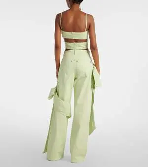 Blumarine Bow-detail Denim Top - Green