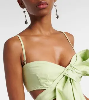 Blumarine Bow-detail Denim Top - Green