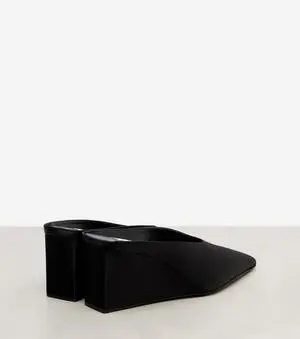 Alaïa Cube 75 Satin Wedge Mules - Black