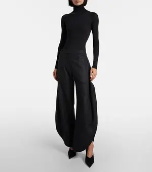 Alaïa Cube 75 Satin Wedge Mules - Black