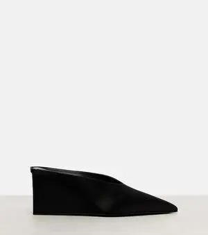 Alaïa Cube 75 Satin Wedge Mules - Black