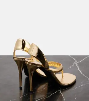 Alaïa Mirrored Leather Thong Sandals - Gold
