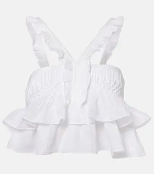 MARANT ETOILE Ruffled Cotton-blend Top - White