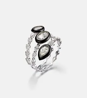 KAMYEN 18kt White Gold Diamond And Enamel Ring