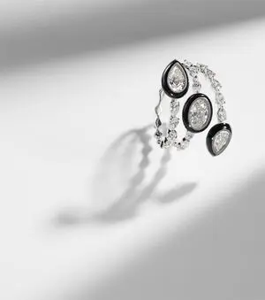 KAMYEN 18kt White Gold Diamond And Enamel Ring