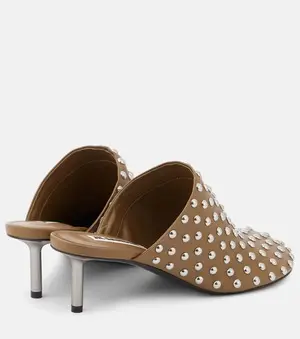 JIL SANDER Studded Leather Mules - Green
