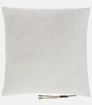 Brunello Cucinelli Ribbed-knit Cashmere Pillow - White