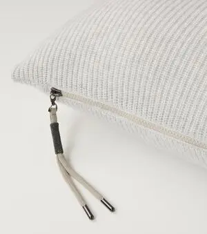 Brunello Cucinelli Ribbed-knit Cashmere Pillow - White