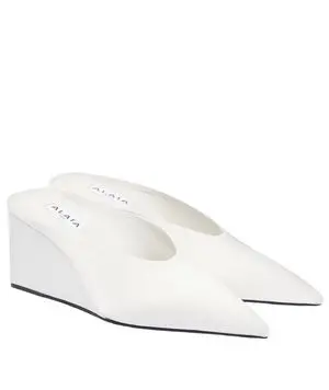 Alaïa Cube Pointy 75 Satin Wedges - White