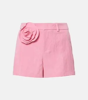 Blumarine Floral-appliqué Gabardine Shorts