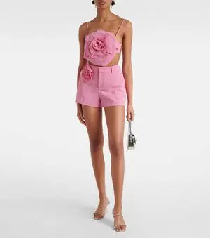 Blumarine Floral-appliqué Gabardine Shorts
