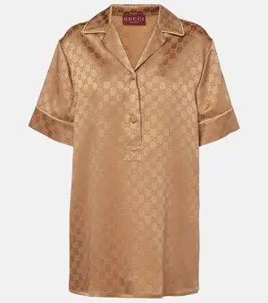 Gucci Gg Satin Blouse - Brown