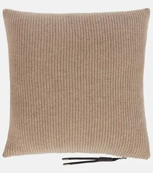 Brunello Cucinelli Ribbed-knit Cashmere Cushion - Beige