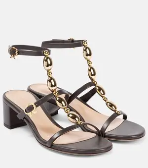 GIANVITO ROSSI 45 Leather Sandals - Brown