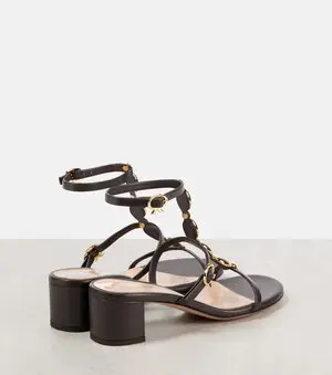 GIANVITO ROSSI 45 Leather Sandals - Brown