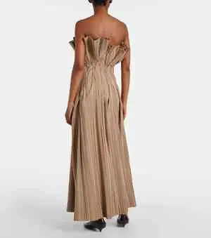 THE ROW Cristel Pleated Poplin Bustier Gown