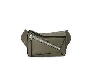Loewe Puzzle Bumbag In Classic Calfskin - Khaki Green