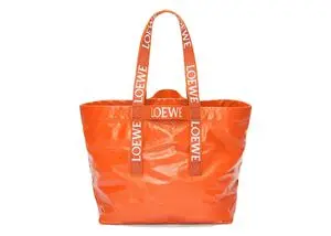 Loewe Fold Shopper In Paper Calfskin - Orange