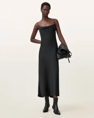 ALLSAINTS Hadley Slim Fit Midi Dress - Black