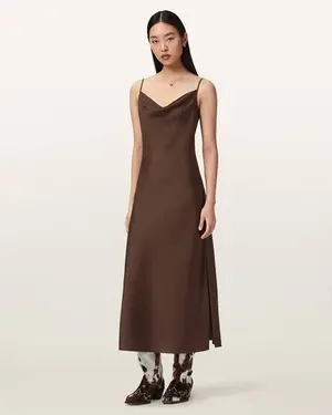 ALLSAINTS Hadley Slim Fit Midi Dress - Brown