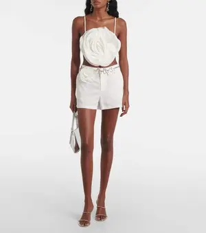 Blumarine Floral-applique Gabardine Shorts