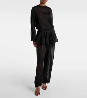 Alaïa High-rise Draped Viscose Pants